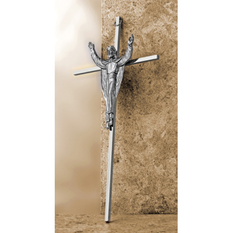 CRUCIFIX SILVER CROSS W/SILVER RISEN CHRIST 10" - San Francis