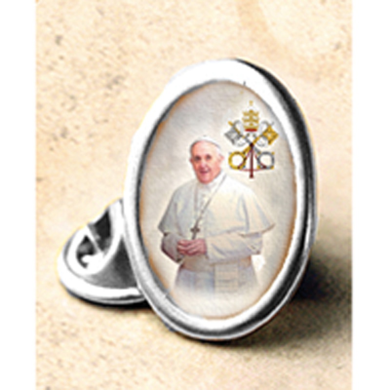 SILVER-LAPEL PIN POPE FRANCIS; 1" (MINIMUM 12 PCS) - San Francis